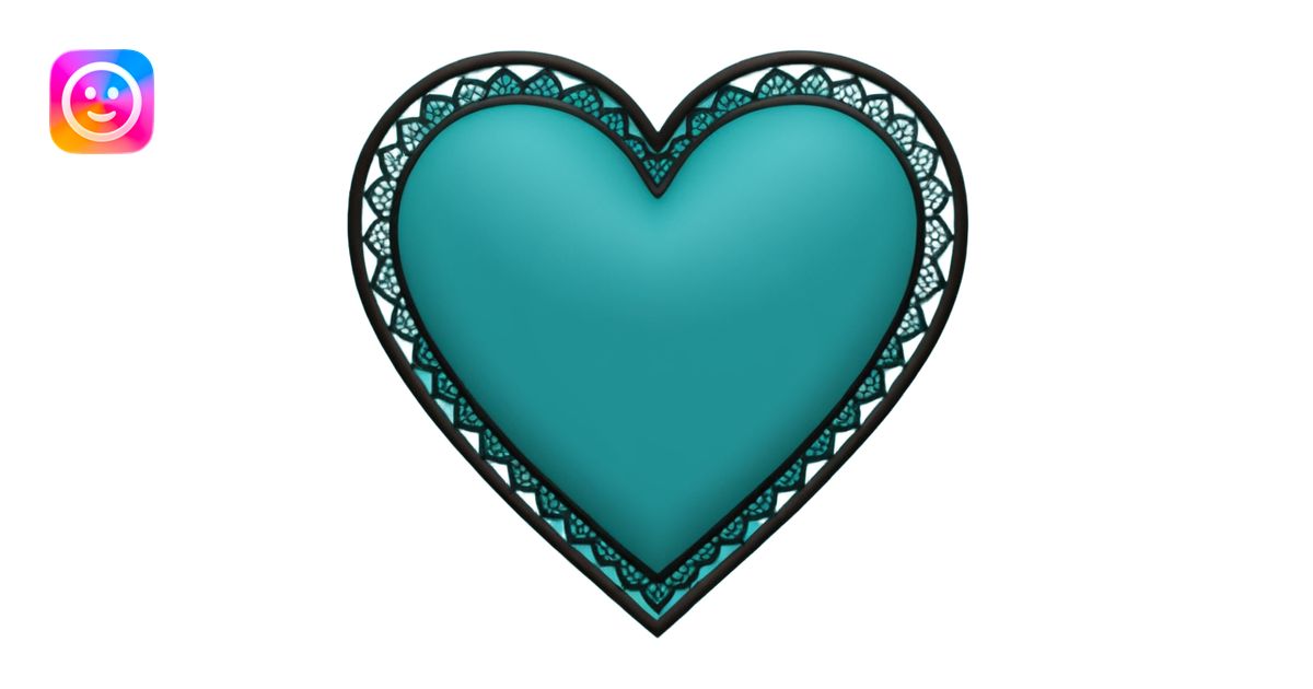 dark teal heart with black lace emoji | AI Emoji Generator
