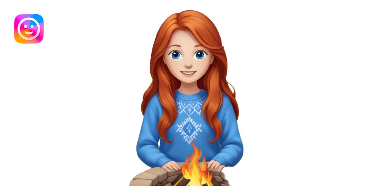 Very Happy redhead with long hair and blue eyes beside fire pit in ...