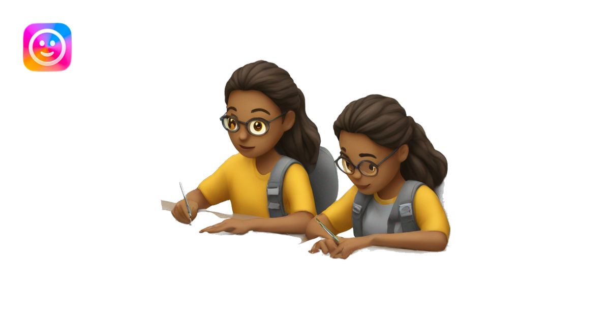 two students doing homework emoji | AI Emoji Generator
