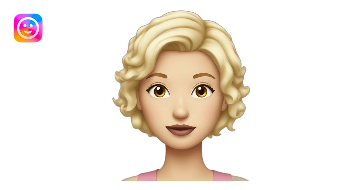 Blonde girl with short hair and dusty pink lips emoji | AI Emoji Generator
