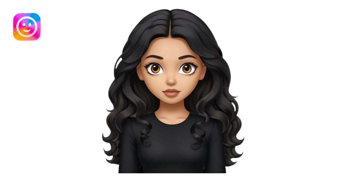 a pretty bratz dusky girl with long wavy black hair, kajal under eyes ...