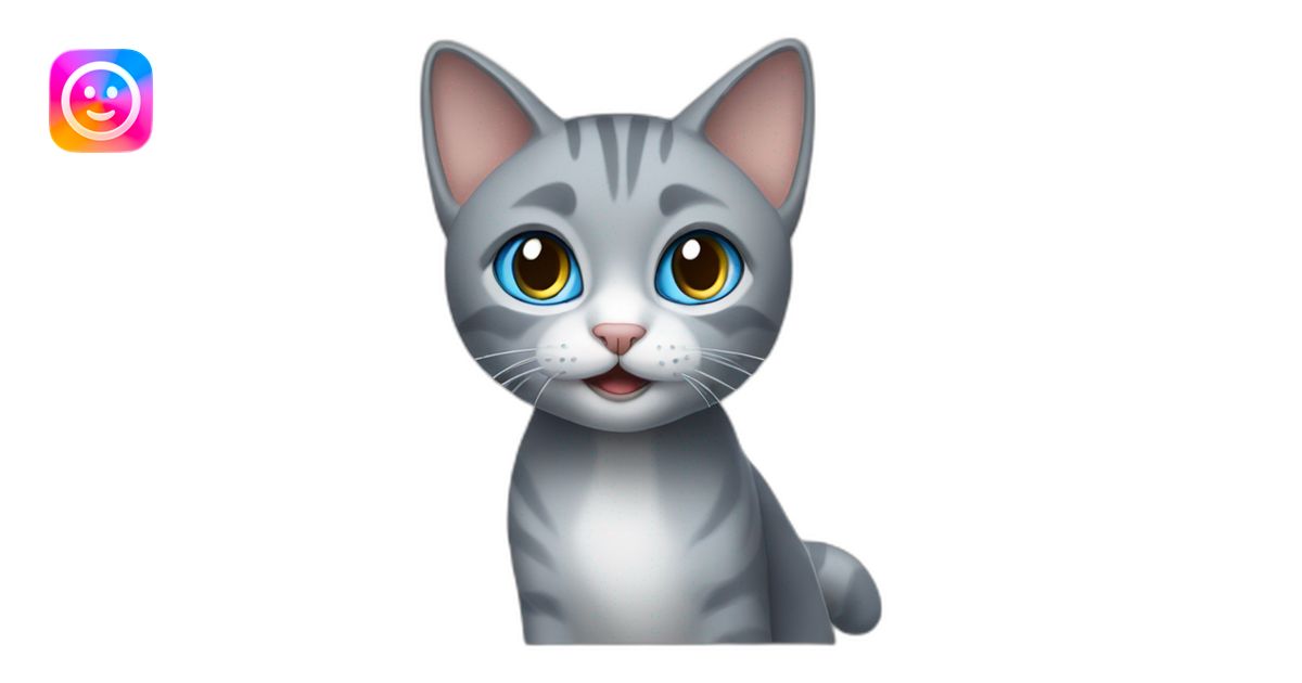 Blue eyed Grey Cat pointing smg emoji | AI Emoji Generator