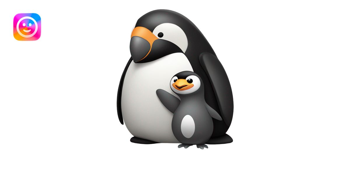 Penguin kissing monkey emoji | AI Emoji Generator