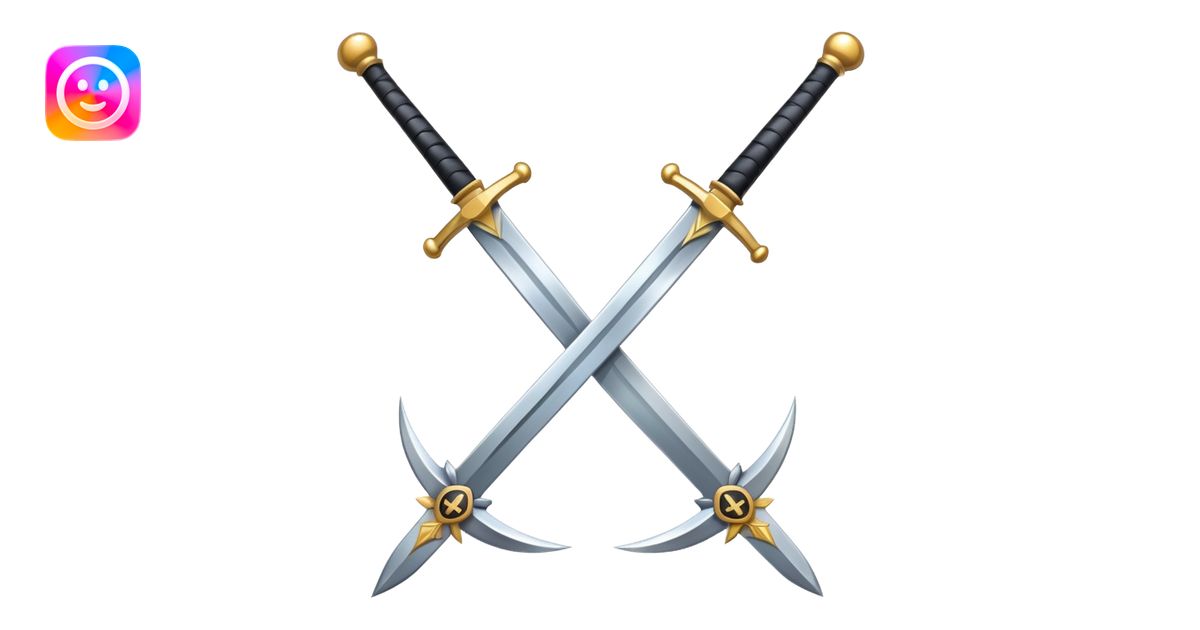 two crossed swords with the letter M emoji | AI Emoji Generator