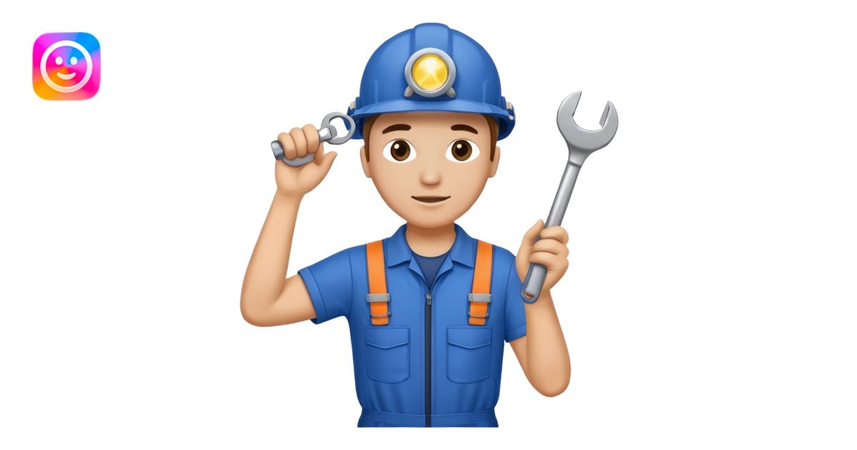 Technician + headlamp + blue jumpsuit, Repair Crew. emoji | AI Emoji ...