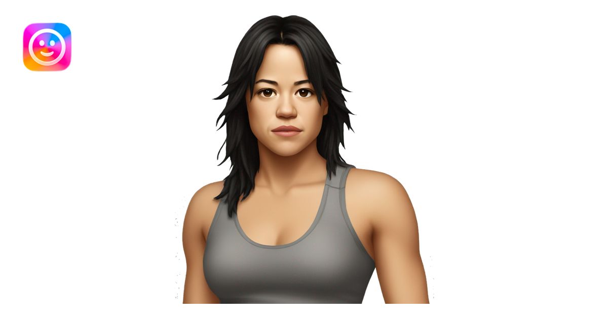 michelle rodriguez serious wearing tank top emoji | AI Emoji Generator