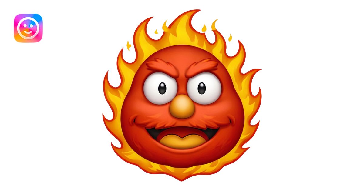 Elmo angry surrounded by fire emoji | AI Emoji Generator