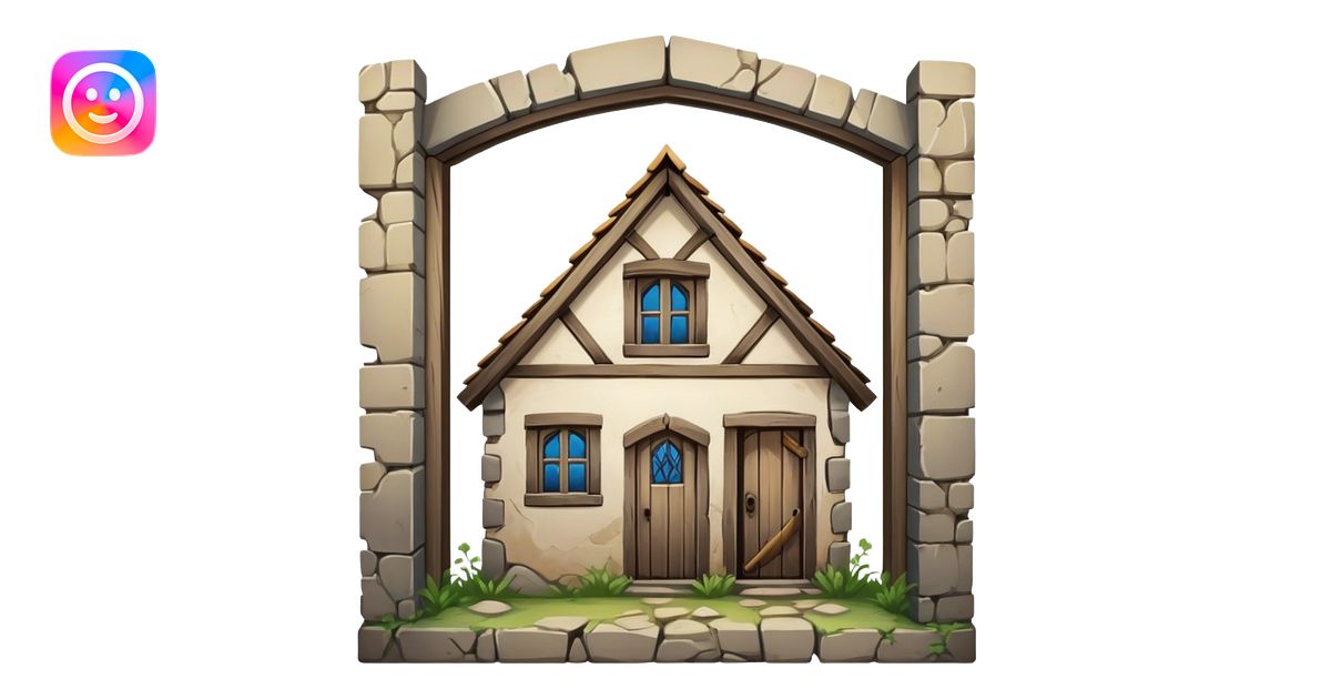 An old, windowless, dilapidated medieval shack building. transparent ...