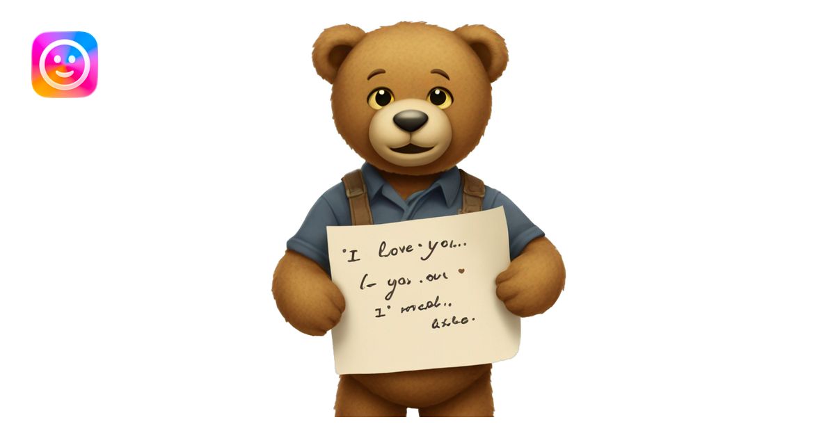 Teddy bear holding note “i love You Dimpal” emoji | AI Emoji Generator