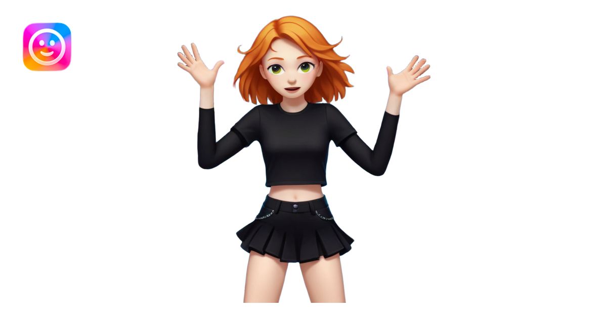 Ginger girl dancing at a rave. Full body, wearing dark colours give her ...