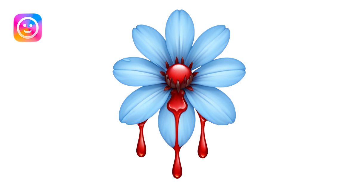 light blue flower bleeding blood emoji | AI Emoji Generator