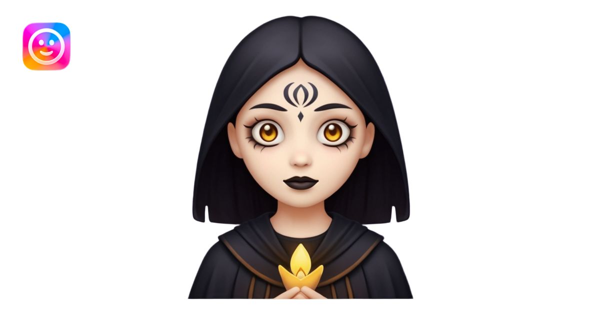 Stylized cult cartoon girl emoji, eerie-cute aesthetic, symmetrical ...