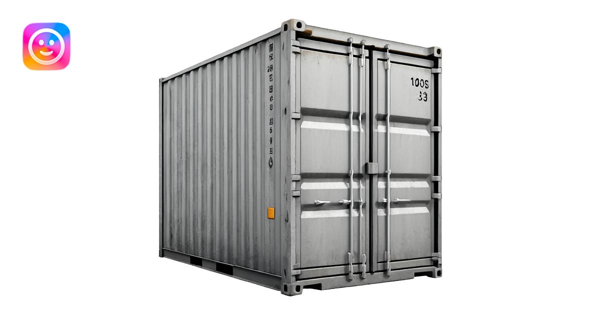 shipping container cast in raw grey concrete emoji | AI Emoji Generator