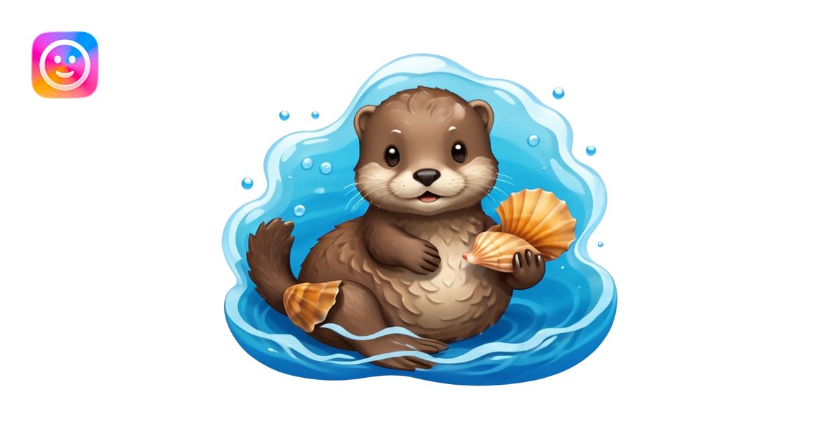 adorable otter floating on clearly visible blue water with waves ...