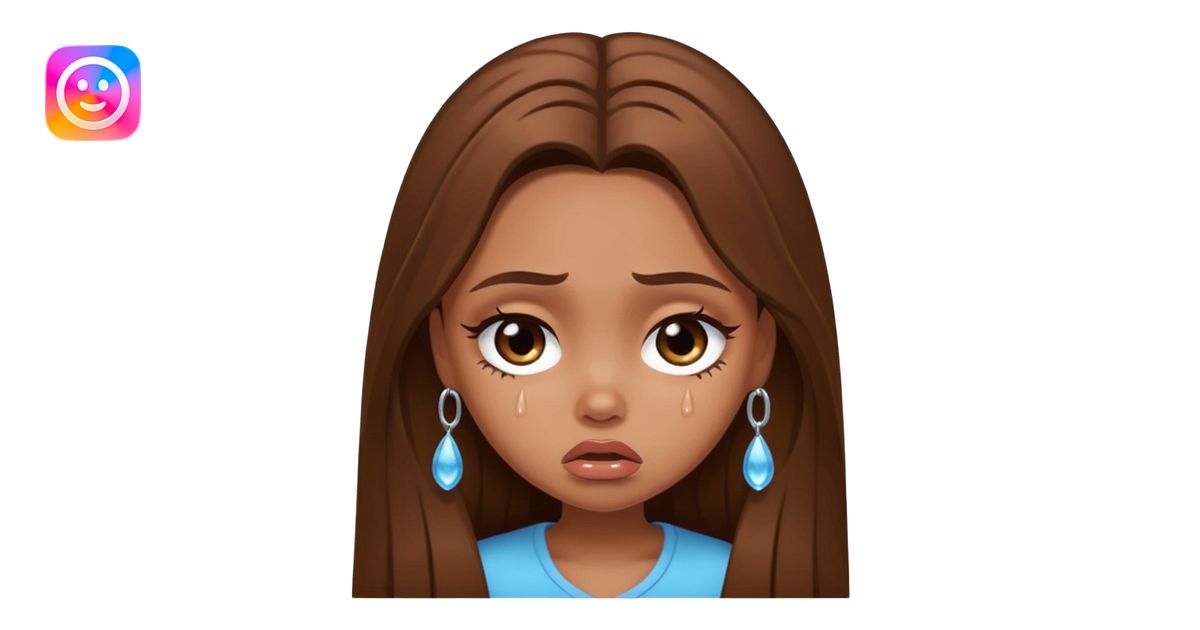 sad pretty brown bratz baddie, long brown hair emoji | AI Emoji Generator