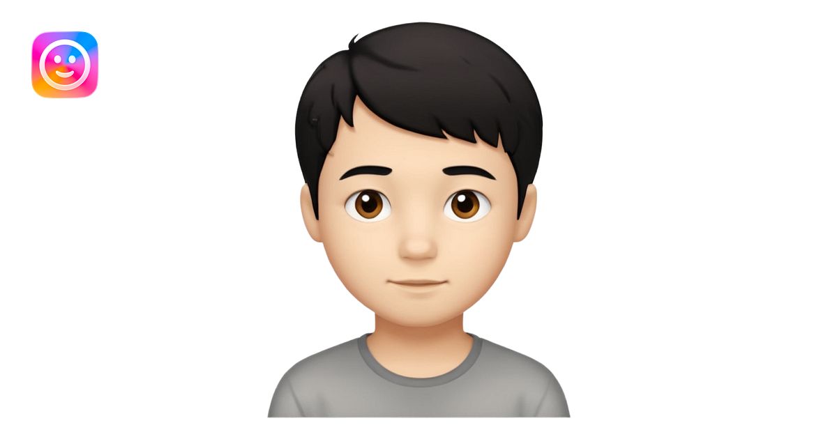 Simple iOS-style emoji of a young boy with short, slightly messy black ...