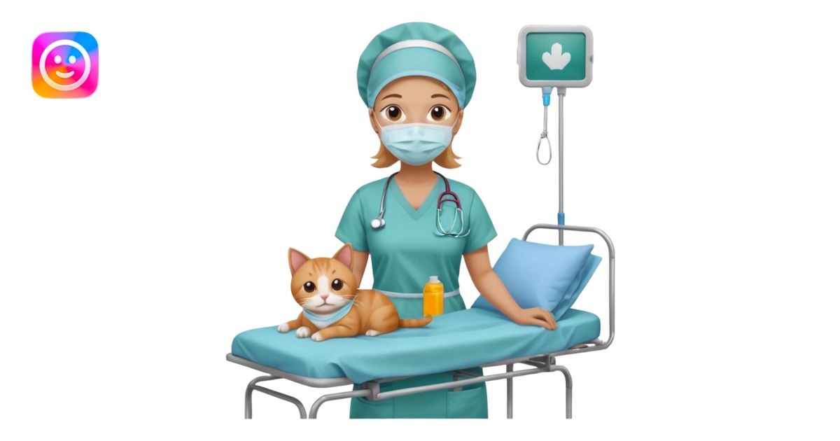 scrub nurse with cats and operation beds emoji | AI Emoji Generator