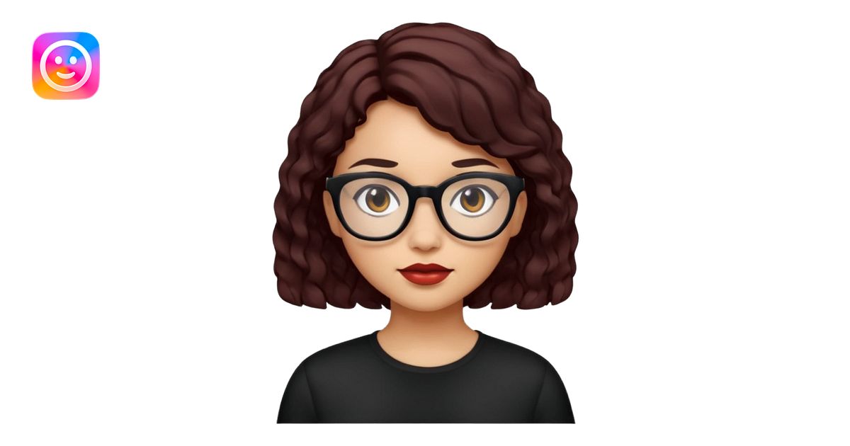 niña con pelo corto con ondas color negro rojiso con lentes negros ...