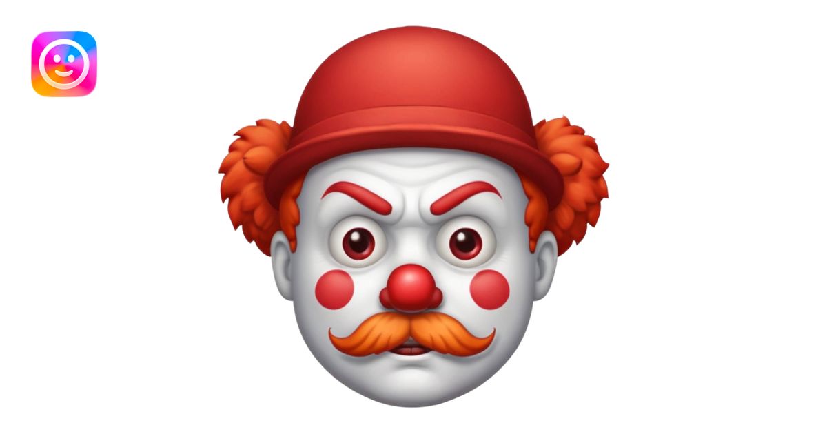 Angry clown — furrowed brow, mustache, tiny hat. emoji | AI Emoji Generator