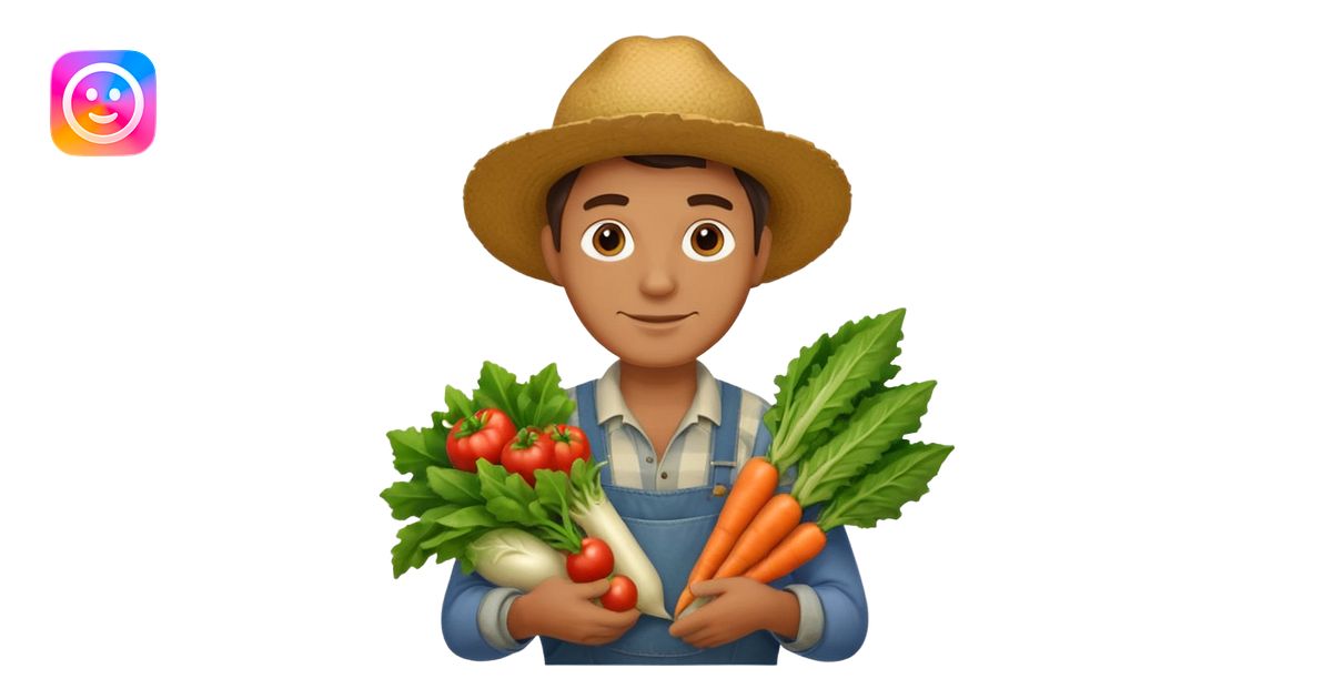 farmer man holding vegetables emoji | AI Emoji Generator