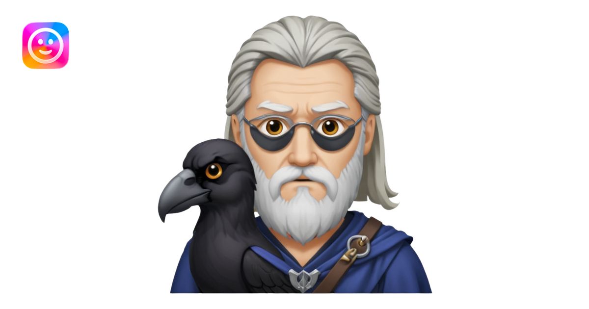 norse god odin with eyepatch on his left eye and raven on his shoulder ...