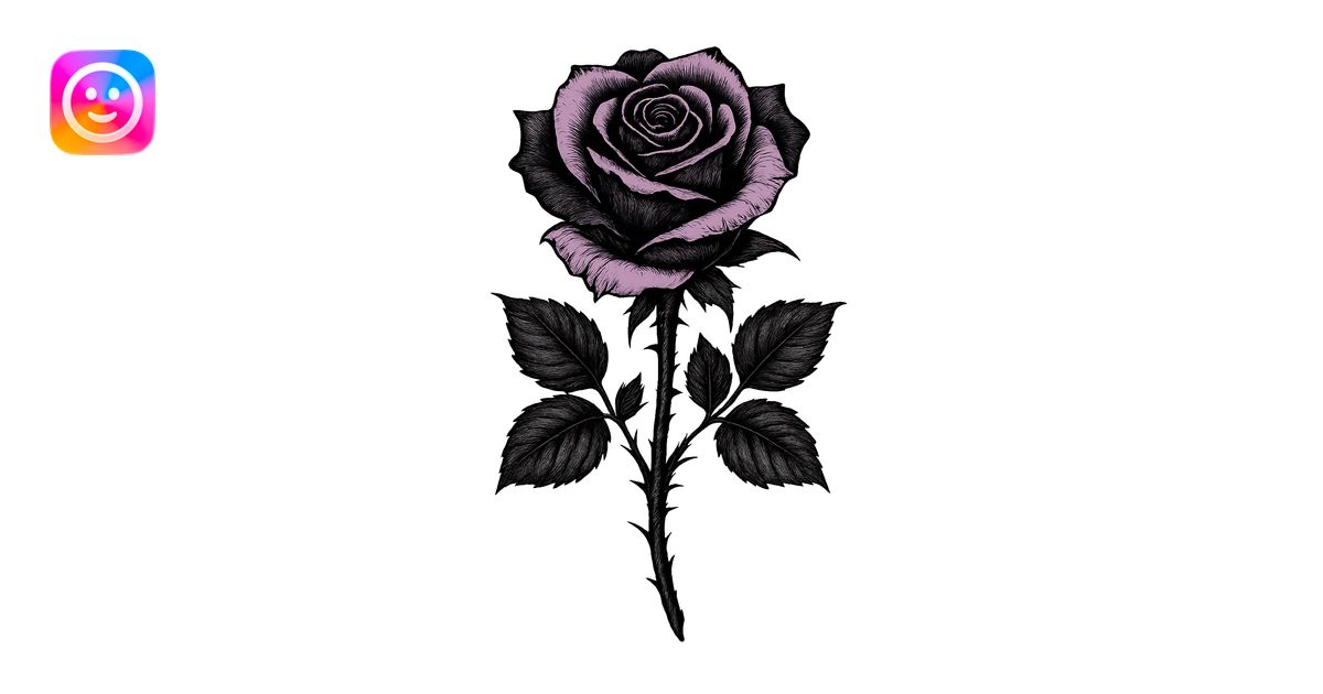emo black rose with pastel purple petals image | AI Emoji Generator