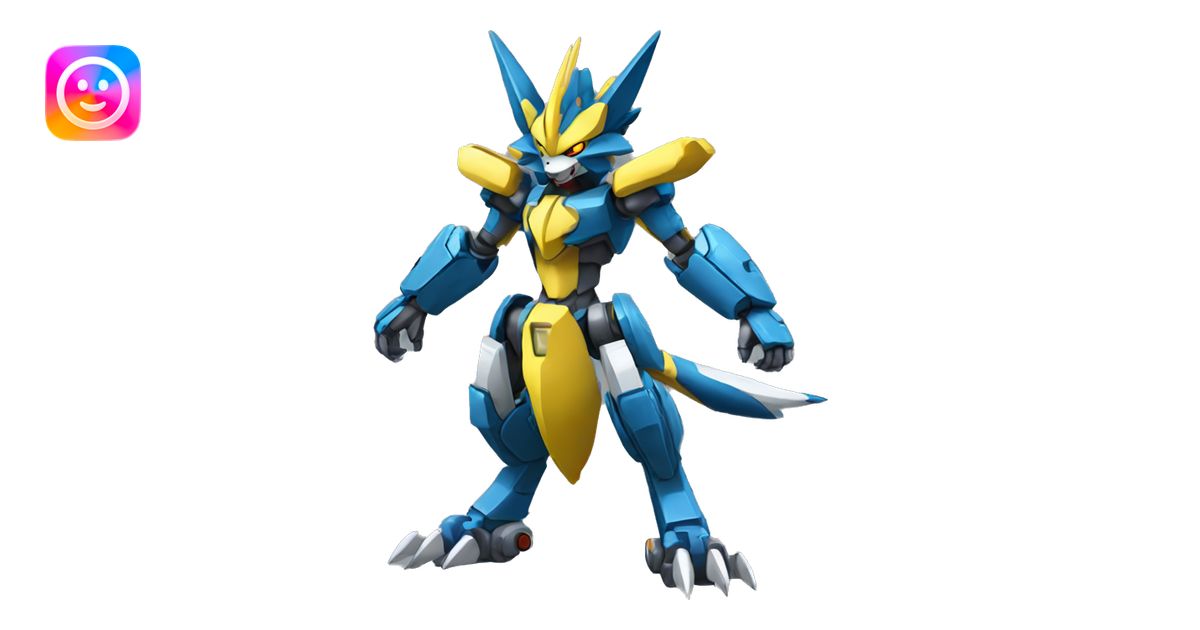 Zeraora-Zoroark-medabot-Mecha full body emoji | AI Emoji Generator