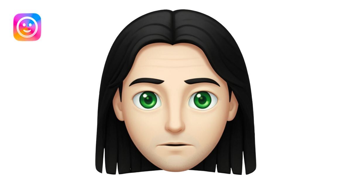 Rob Pilatus with green eyes, long black hair emoji | AI Emoji Generator