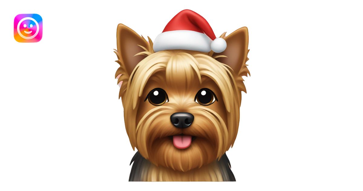 Yorkie eating a holiday cookie emoji | AI Emoji Generator