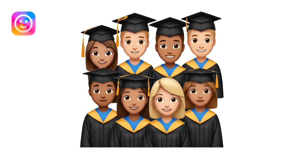 un grupo de estudiantes simpáticas emoji | AI Emoji Generator