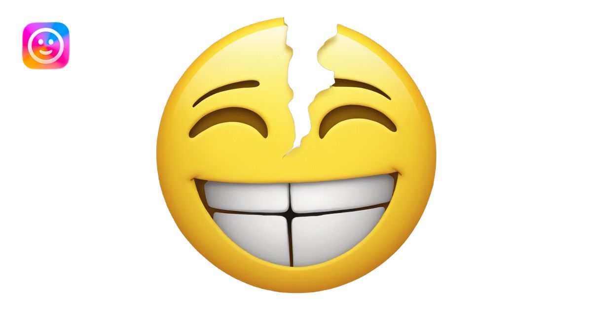 Smiley face split in half emoji | AI Emoji Generator