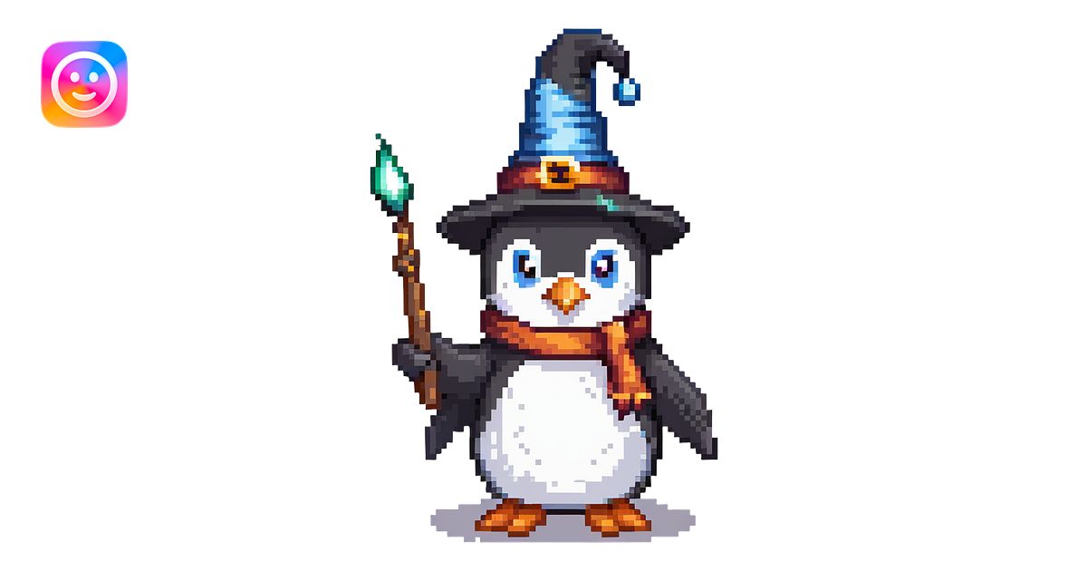 penguin wizard casting a spell illustration | AI Emoji Generator