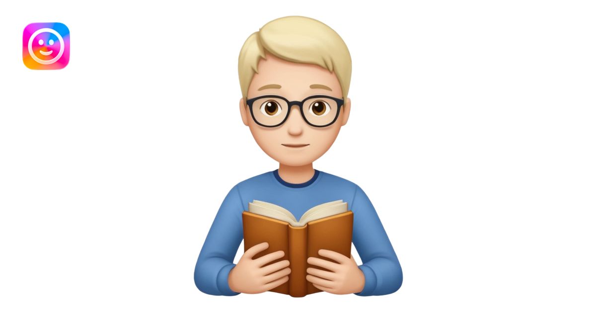 Reader + stack of books emoji | AI Emoji Generator