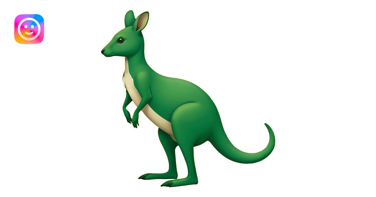 A green silhouette of a kangaroo standing side on facing left ways in a ...
