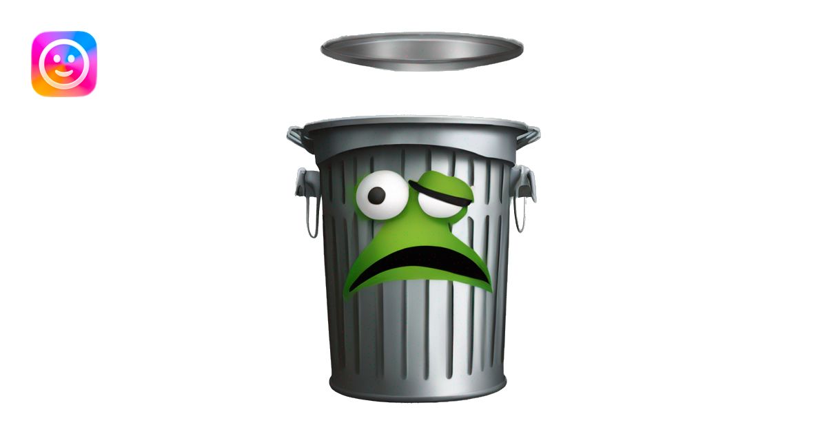 oscar the grouch inside metal trash can emoji | AI Emoji Generator
