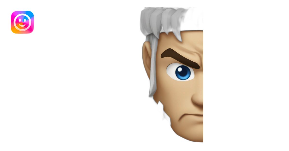 Street fighter Ryu with blue eyes and beard emoji | AI Emoji Generator