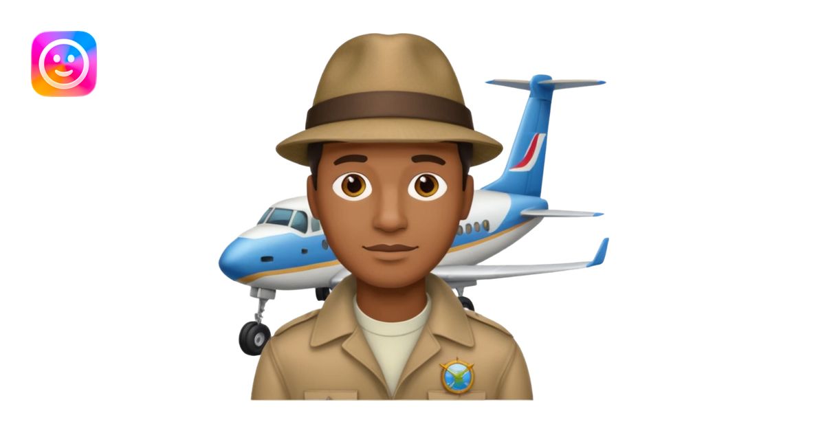 Visage homme créole réunionnais avec chapeau arrive avion emoji | AI ...
