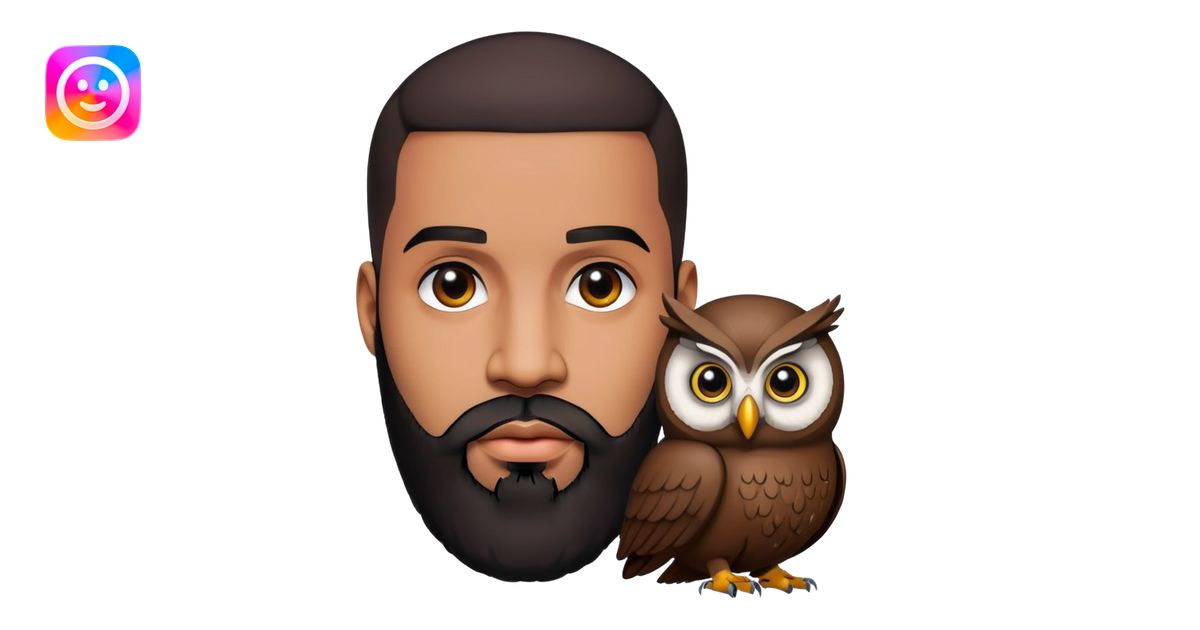 Drake rapper with beard and OVO owl logo emoji | AI Emoji Generator