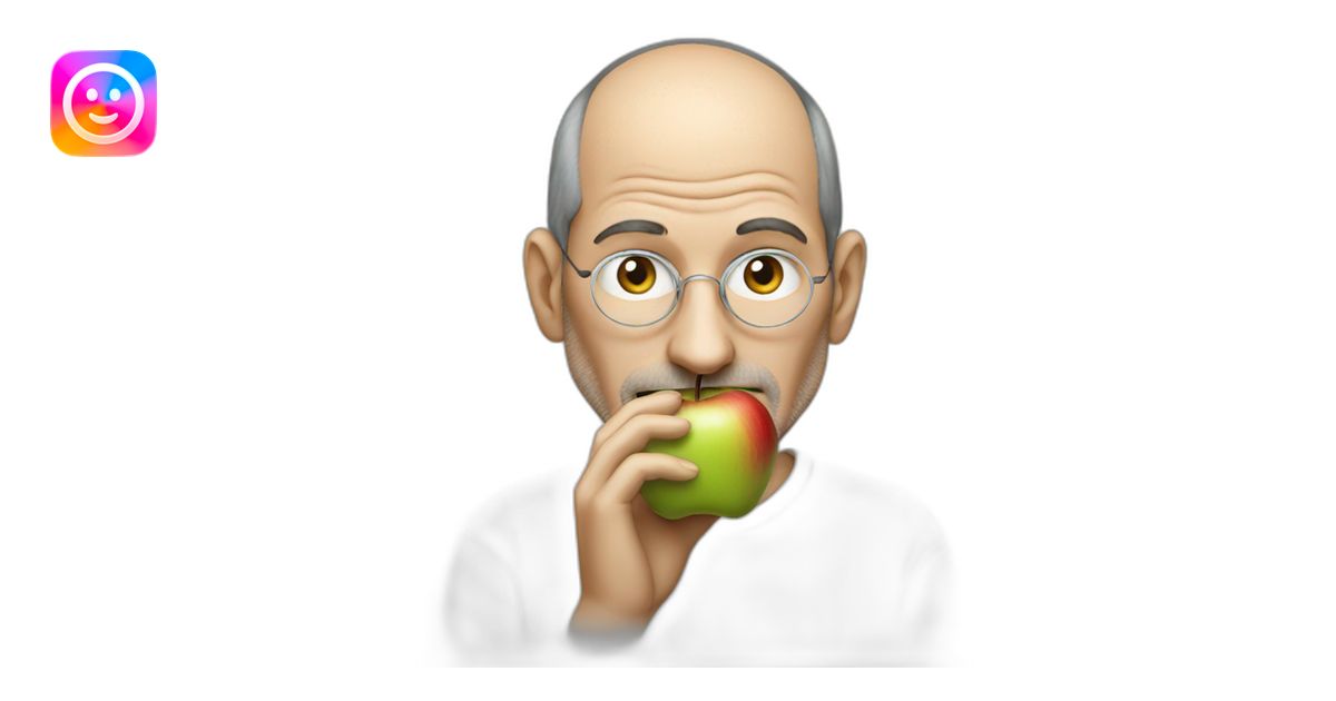 Steve Jobs eating apple emoji | AI Emoji Generator
