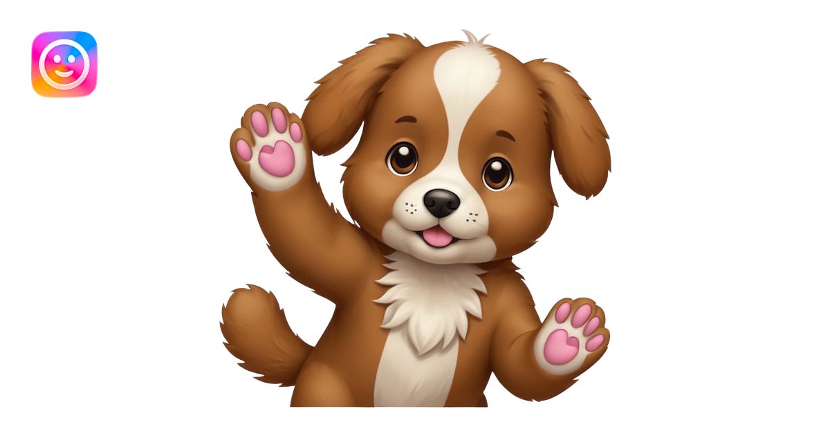 puppy with paws up that tried emoji | AI Emoji Generator