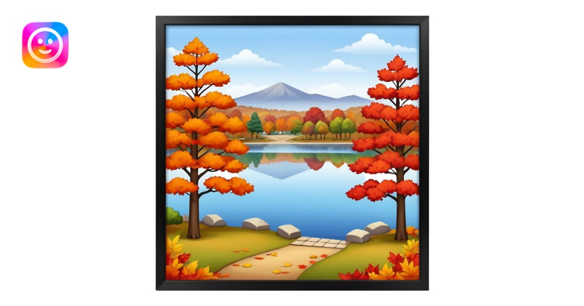 a park with a lake in autumn season emoji | AI Emoji Generator