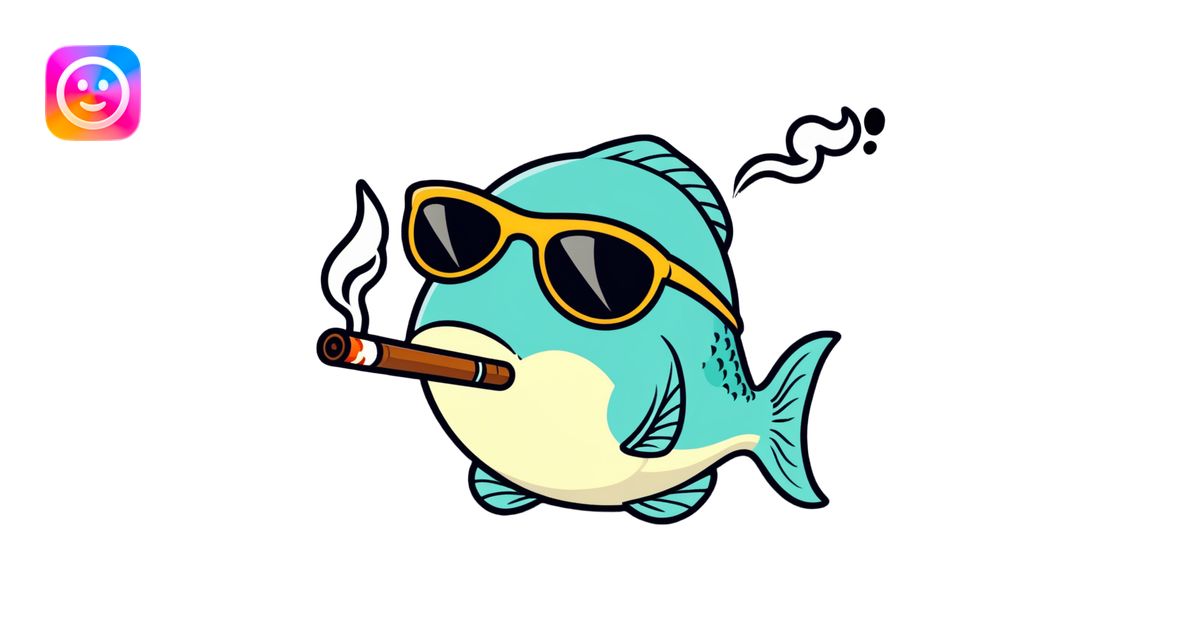 Fish smoking a blunt with sunglasses image | AI Emoji Generator