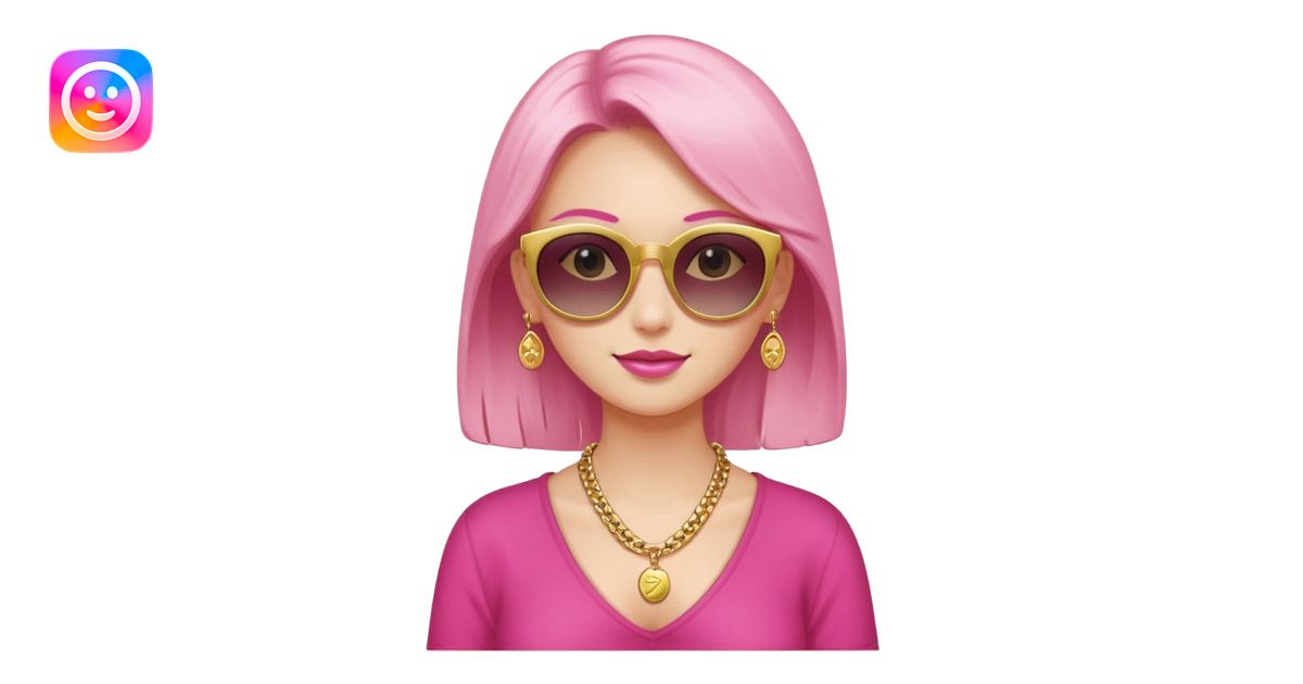 pink girl with wealth with sunglass on top emoji | AI Emoji Generator