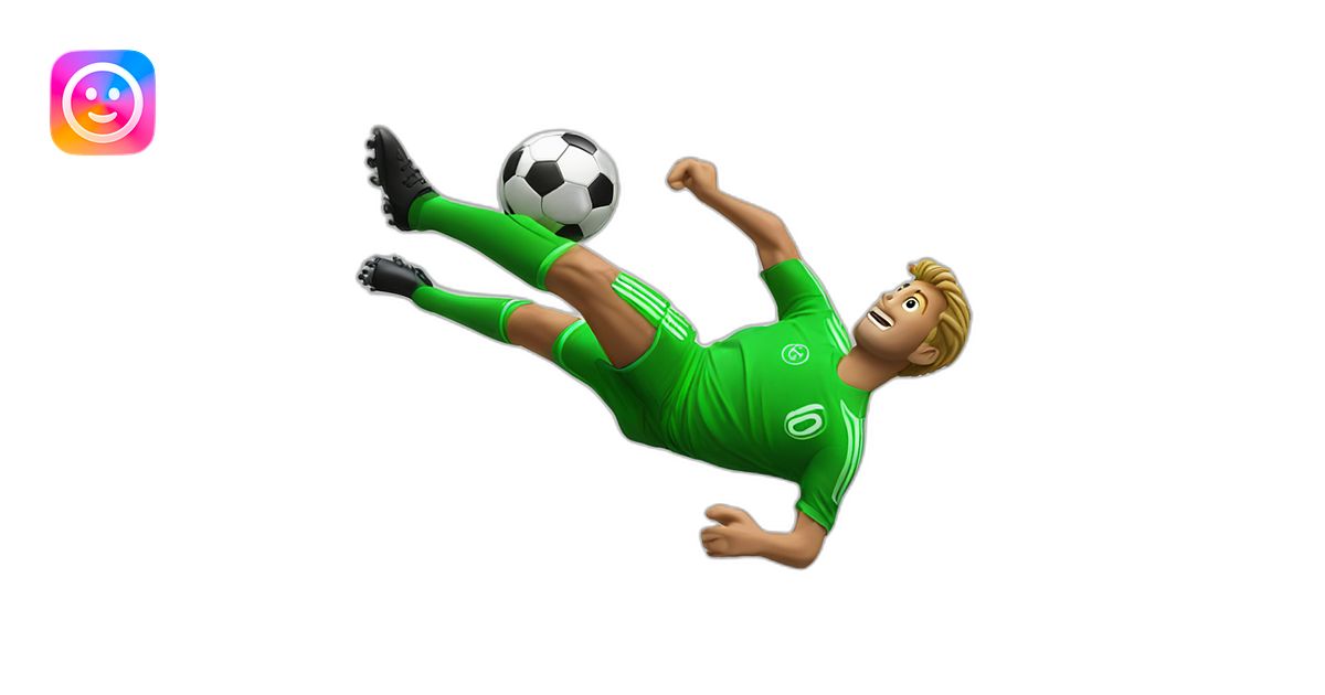 Digital soccer Bicycle kick with ball moving lines emoji | AI Emoji ...