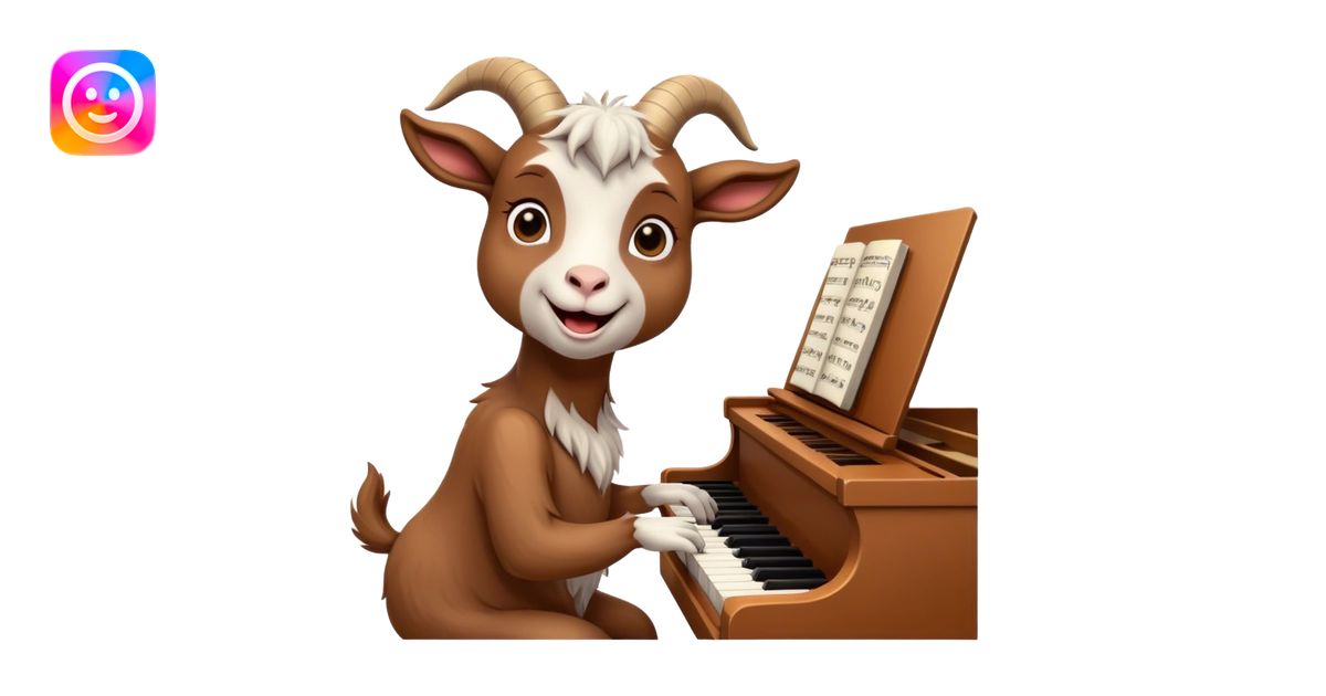 Goat playing piano and singing with heart eyes emoji | AI Emoji Generator