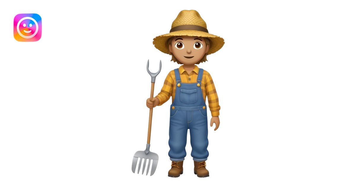 Scarecrow, Dressed like a farmer with overalls, straw hat, and a rake ...