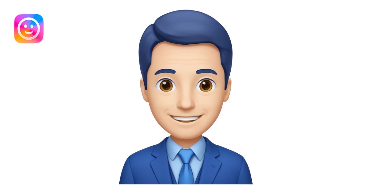 profesor de marketing traje azul emoji | AI Emoji Generator