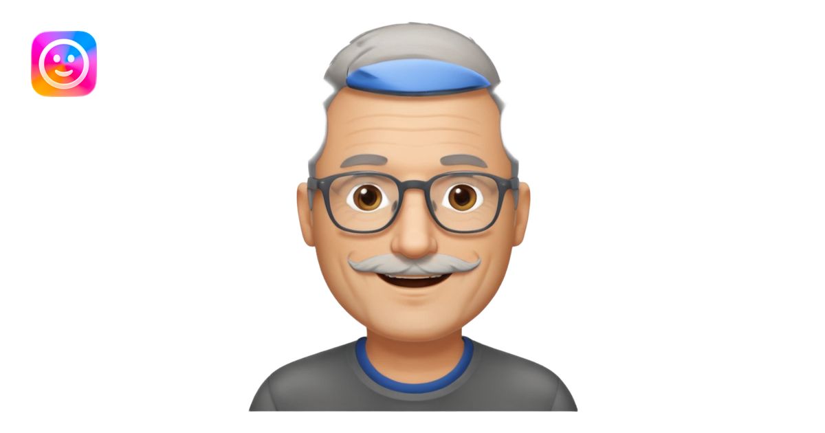 54 year old man, short shaved grey hair, beard stubble, glasses emoji ...
