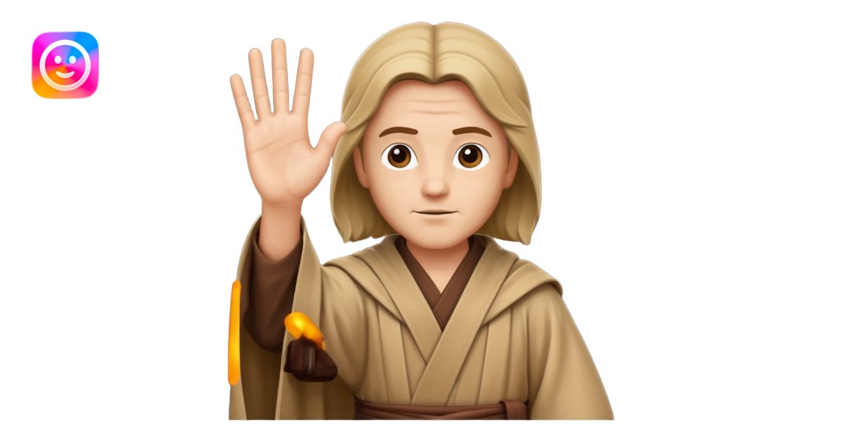 Jedi mind trick where a jedi is waving his hand emoji | AI Emoji Generator