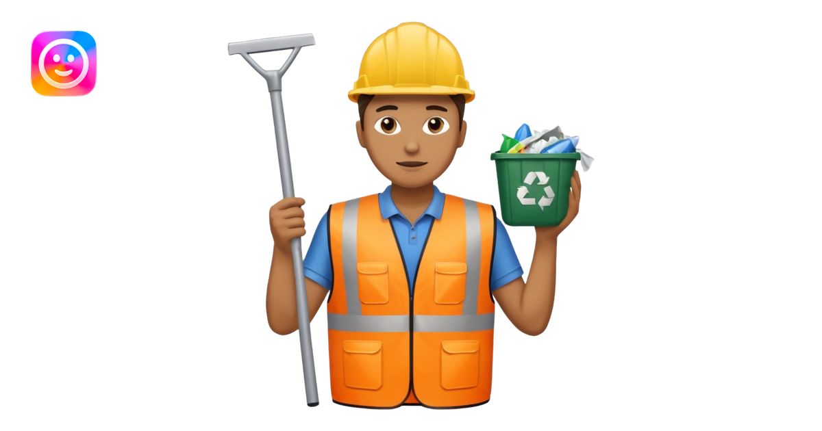 Waste Management, safety vest, trash picker emoji | AI Emoji Generator